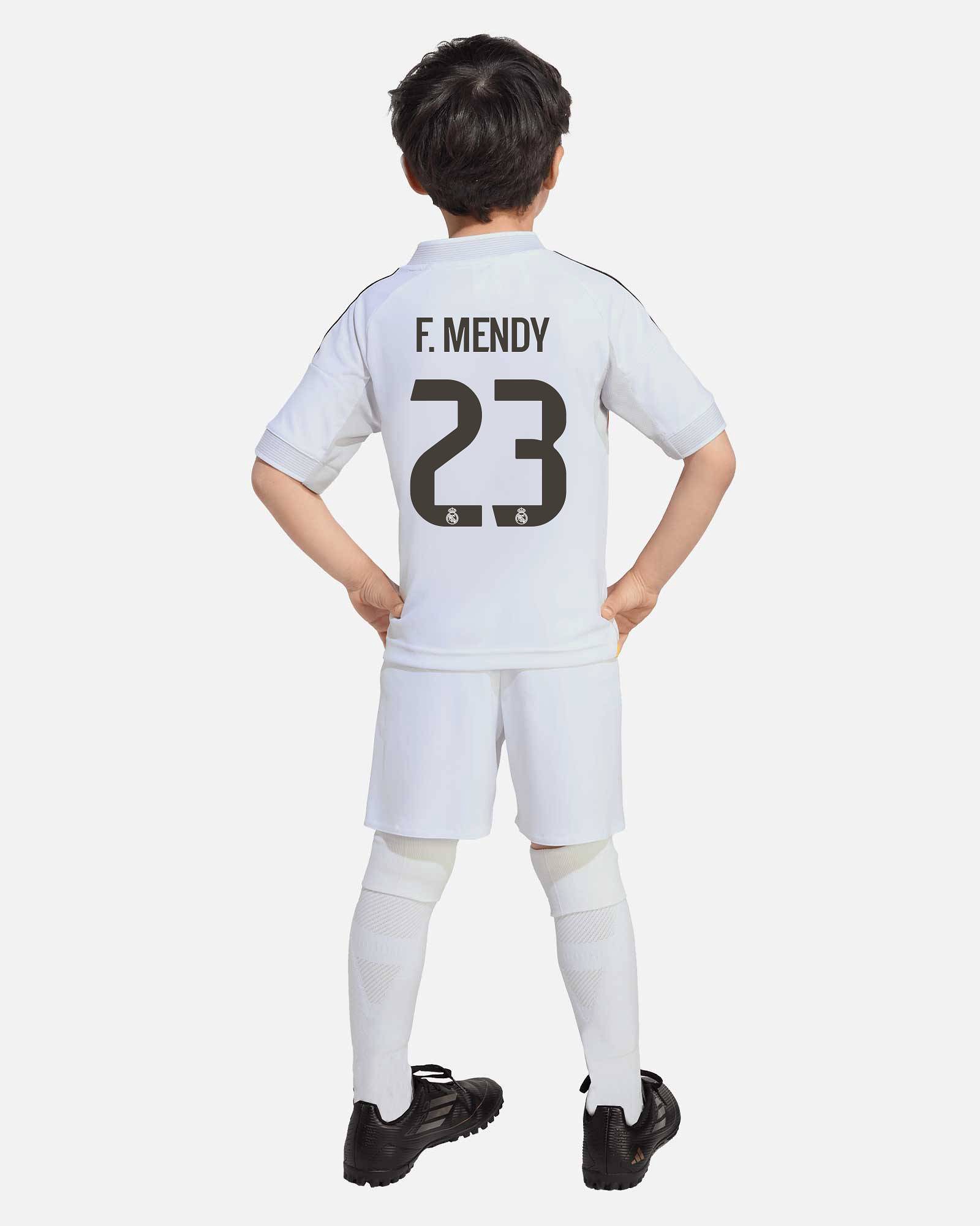 Mini kit 1ª Real Madrid 2025/2026 F. Mendy para Criança